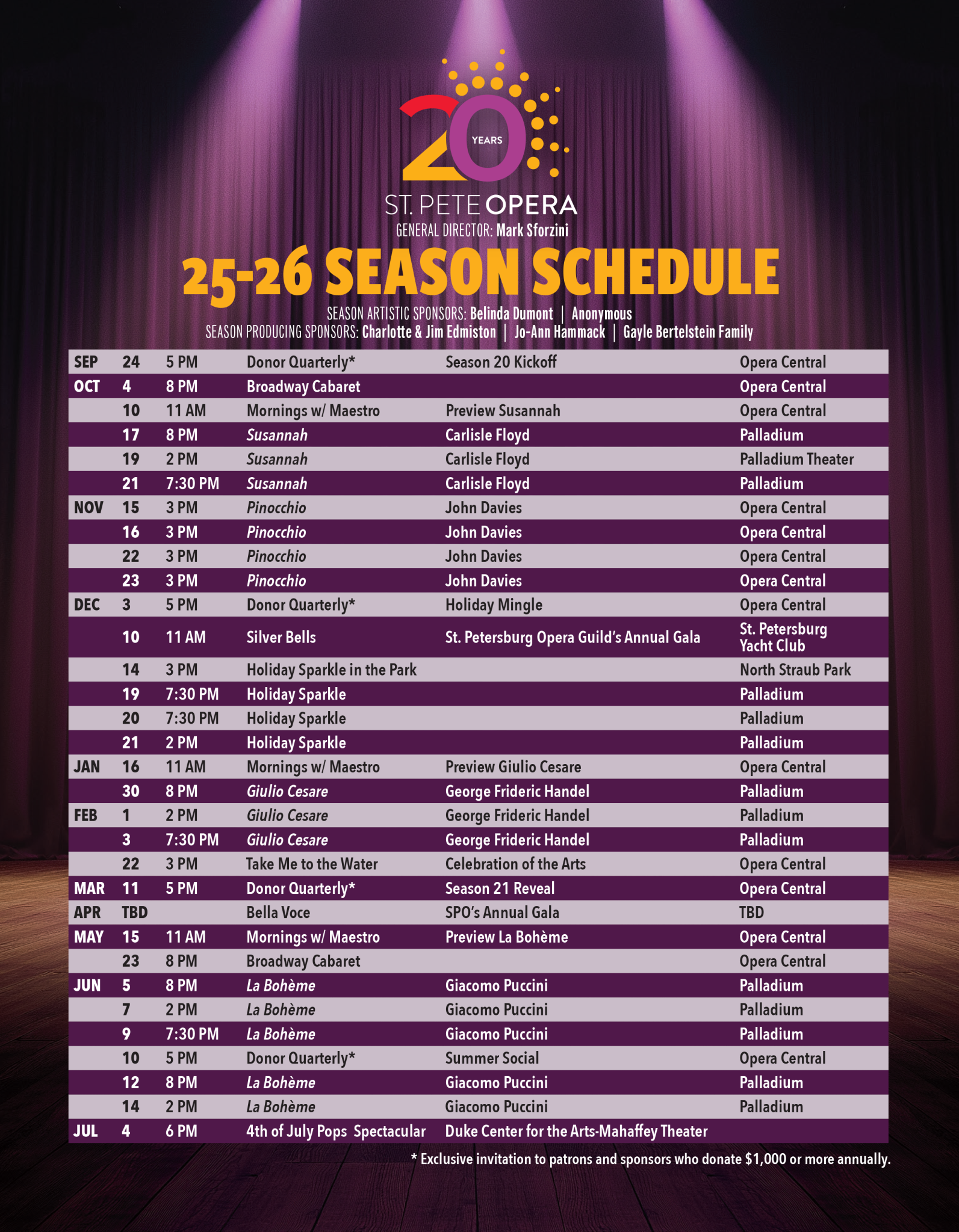 Season at a Glance - St. Pete Opera